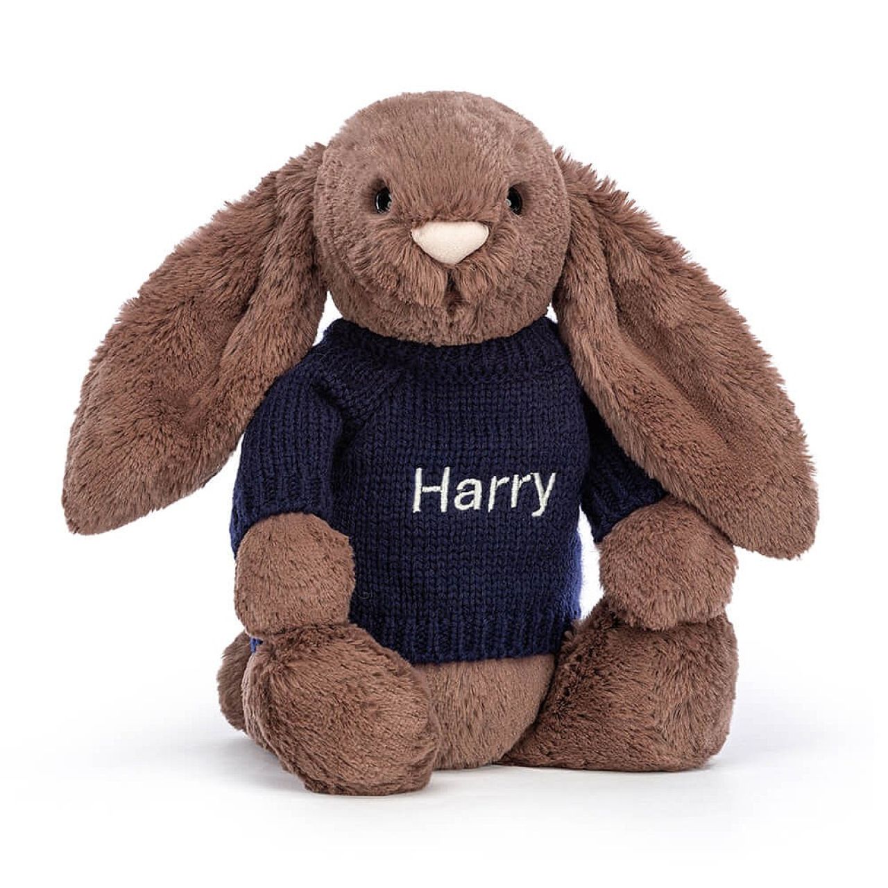 Bashful Fudge Bunny With Navy Personalised Jumper - My Jellycat Collection
