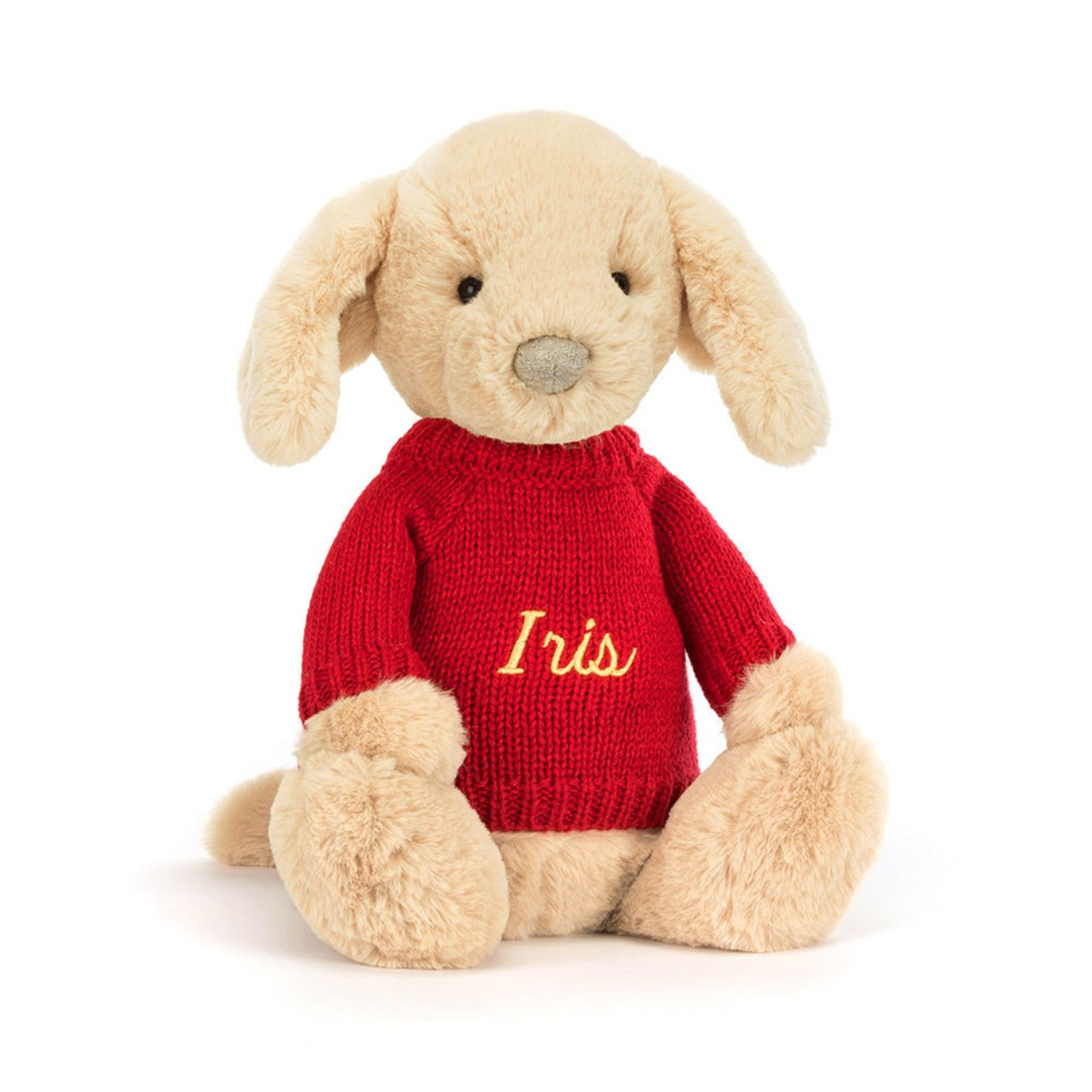 Bashful Luxe Puppy Orlando With Personalized Red Jumper - My Jellycat Collection